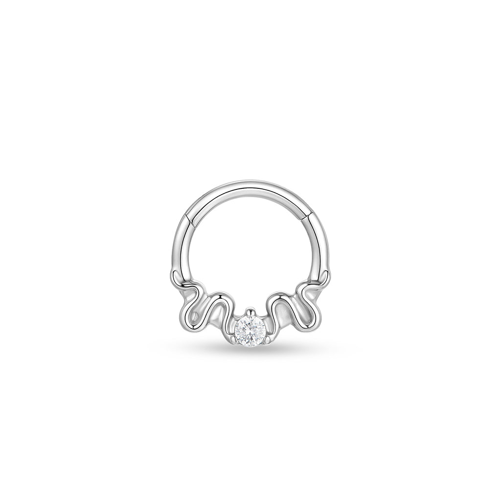 Titanium 2 Snakes CZ Segment Ring 8mm Silver Clear SkinKandy AU titanium-2-snakes-cz-segment-ring-8mm-silver-clear-skinkandy-au