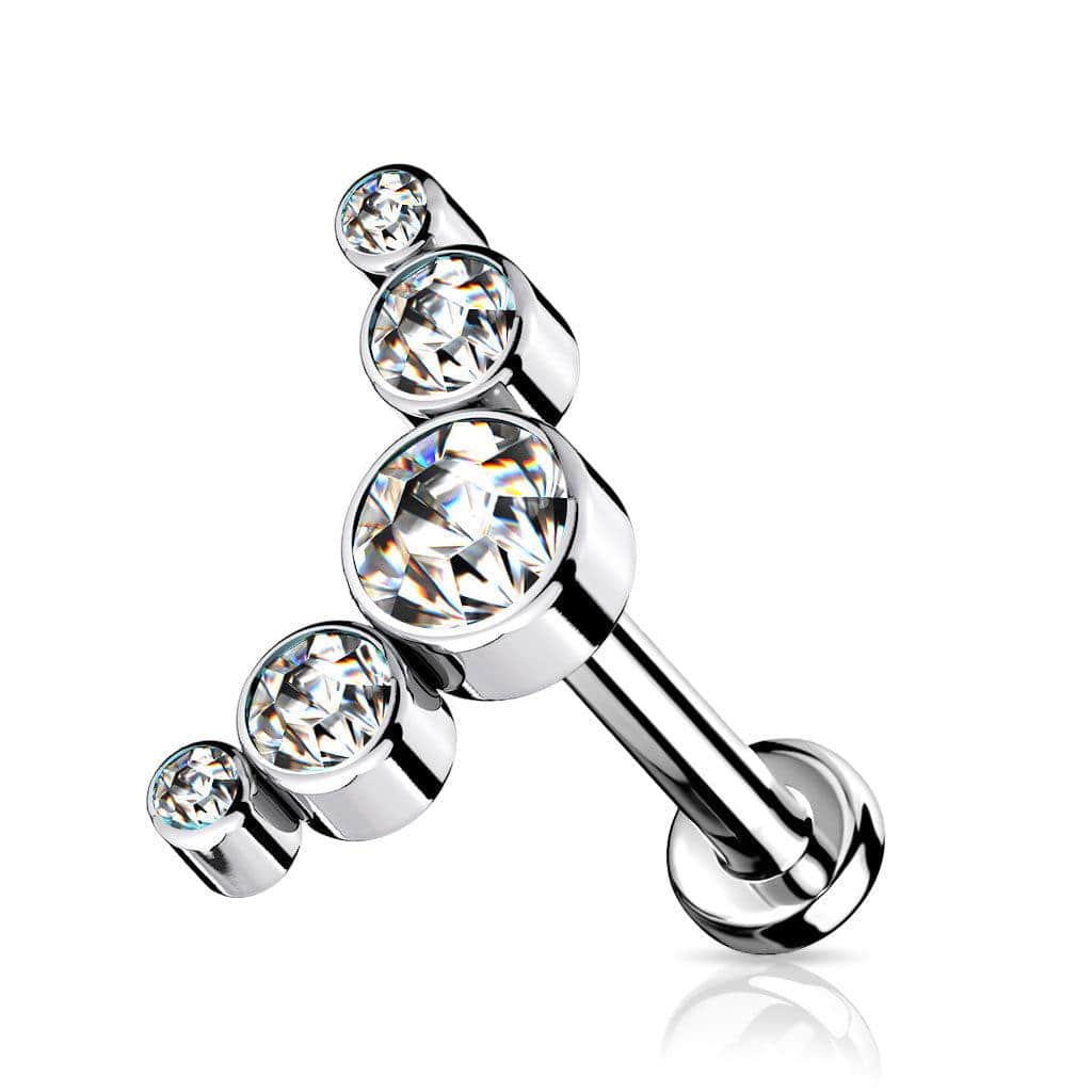 Cz Round Gem Curve Top Titanium Labret