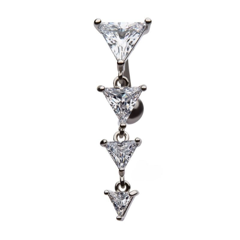 316L Surgical Steel CZ Triangle Down Dangle Navel 14G | SkinKandy AU