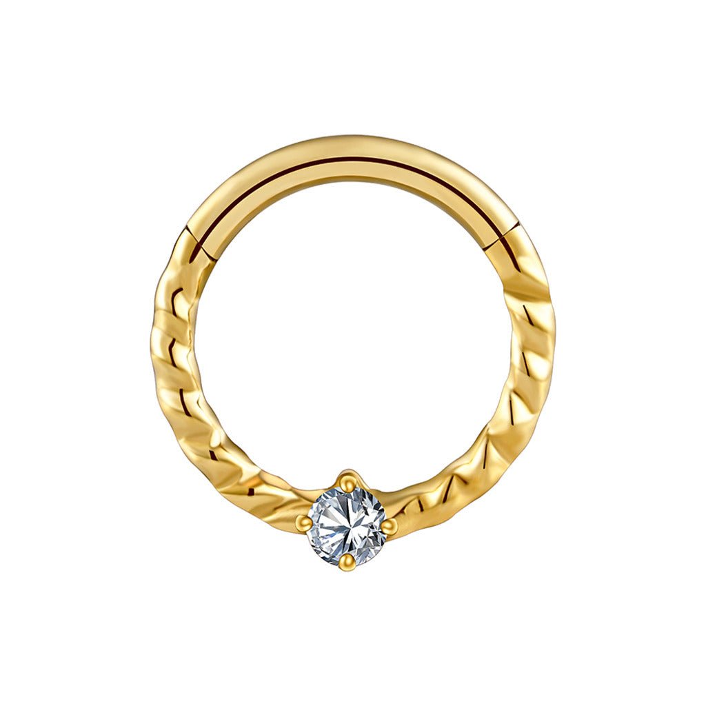 Titanium Twisted Rope CZ Segment Ring Gold Silver SkinKandy AU Titanium Twisted Rope CZ Segment Ring Gold Silver SkinKandy AU