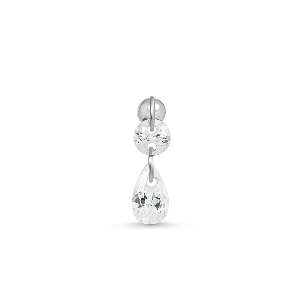 Implant Grade Titanium Threadless CZ Round Teardrop Duo Piercing ...