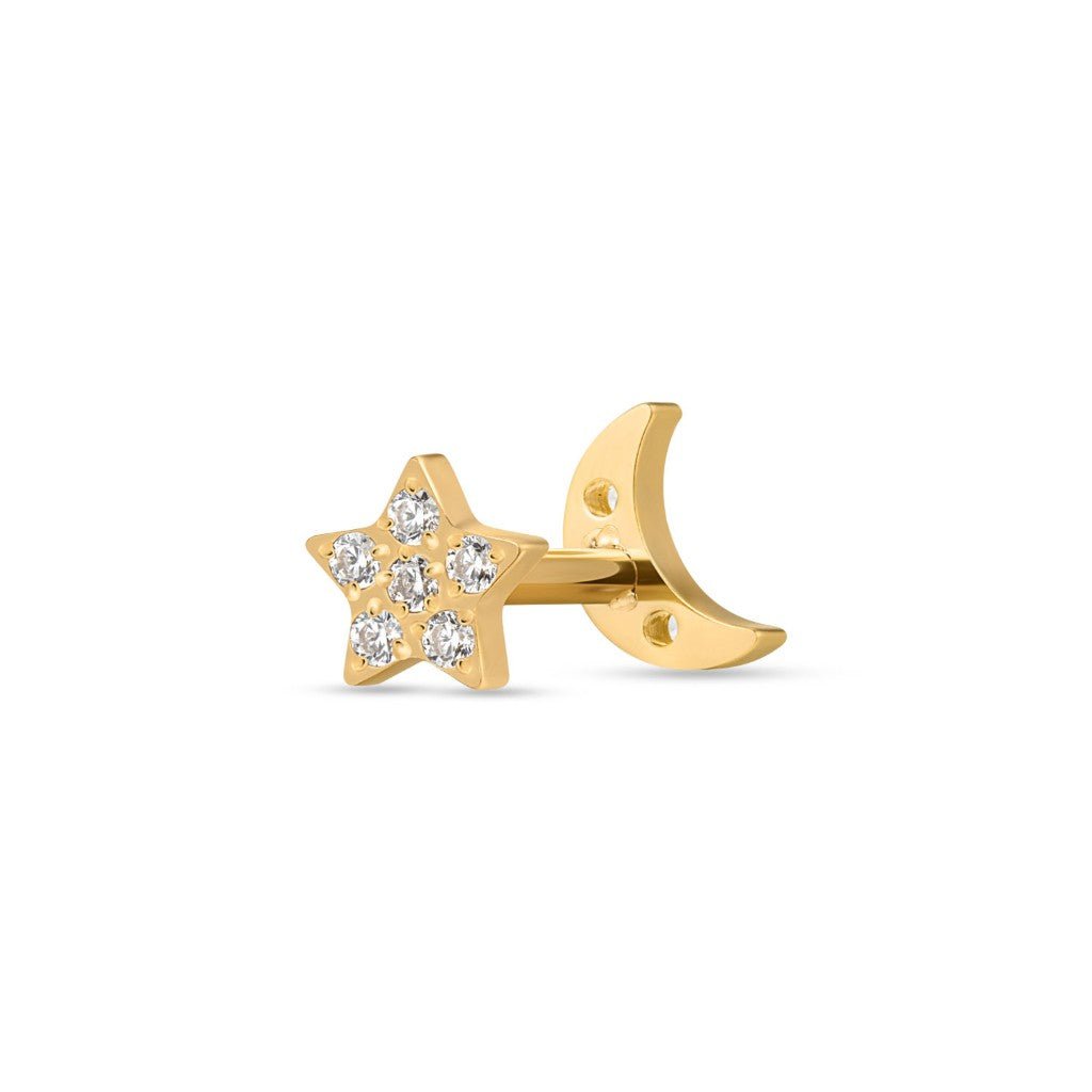 Titanium Reversible Piercing With Moon & Star | SkinKandy | SkinKandy AU