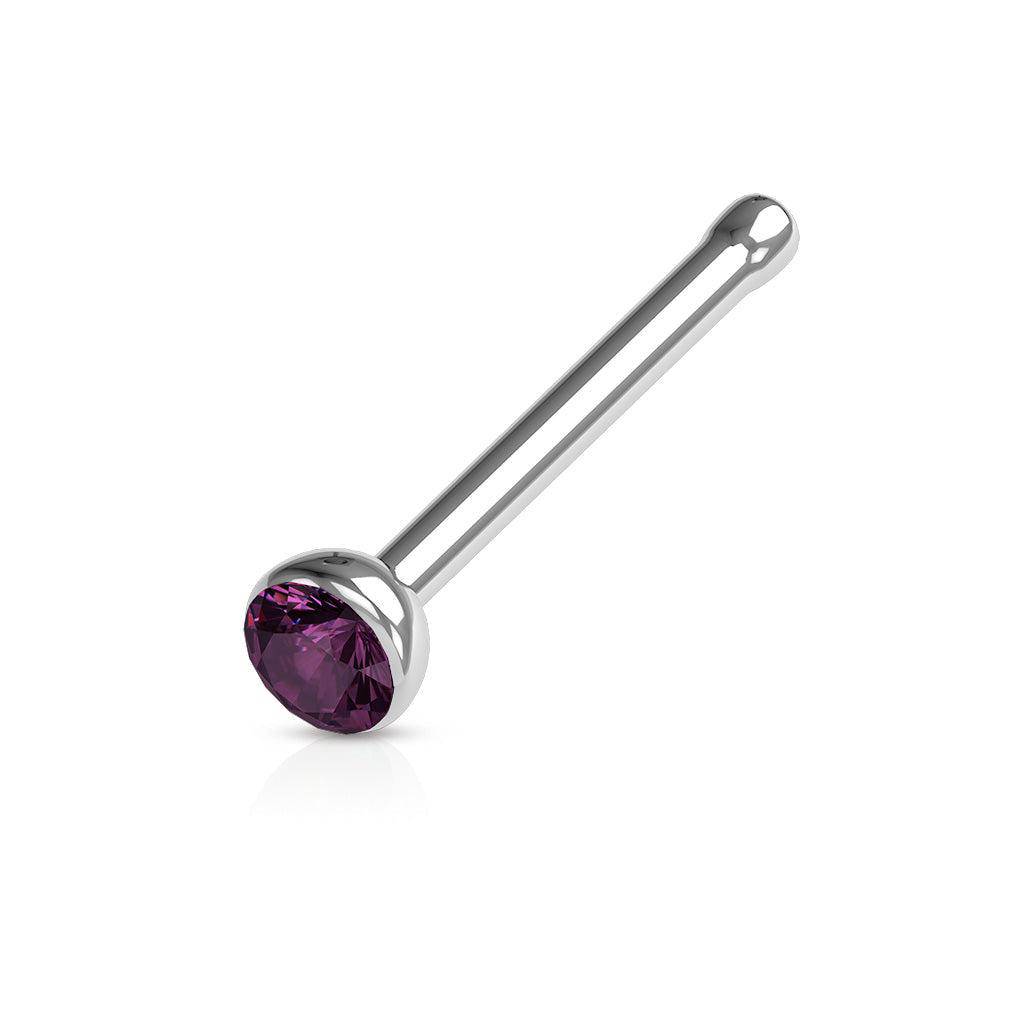 Steel Nose Stud with Deep Set CZ Gem – 18G | SkinKandy AU