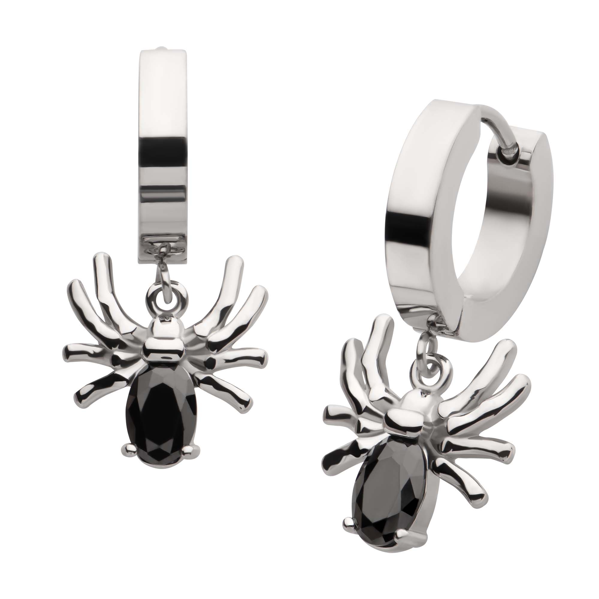 Spider CZ Huggie Drop Earrings